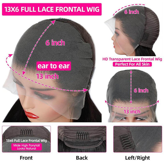 Lemoda 13x6 Real HD Invisible Lace Frontal Wigs Water Wave Human Hair ...